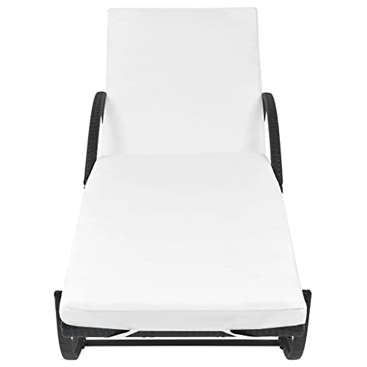 BUKSCYJS Patio Chaise lounges,Outside Lounge Chairs,Sun Lounger with Cushion & Table Poly Rattan Black,Bedroom Lounge Chair,Travel Beach Chair,Bedroom Lounge Chair