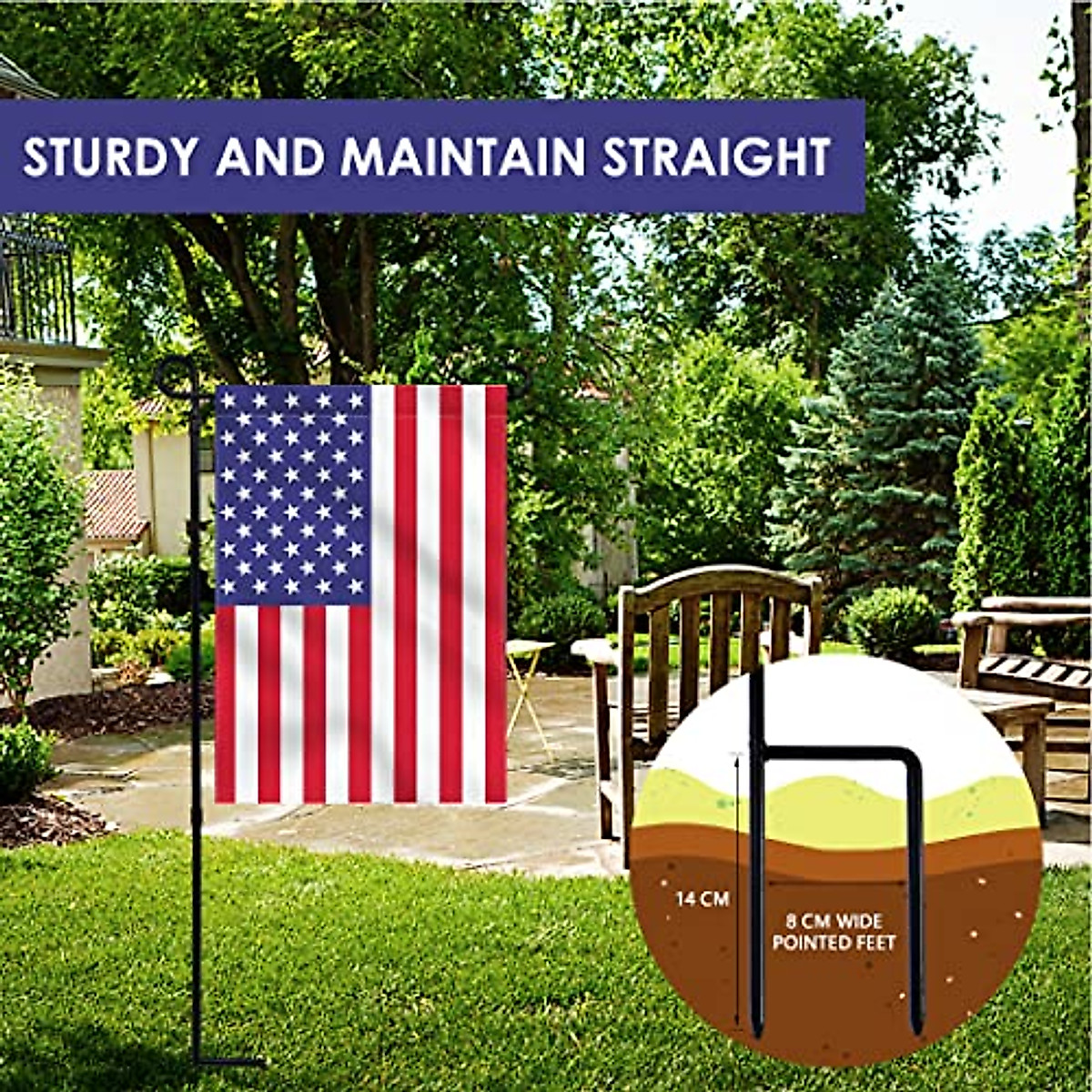PHITRIC Garden Flag Holder Stand, Premium Powder-Coated Yard Flag Pole, Weather-Proof Black Metal Flagpole for Winter Garden Flag/Christmas Garden Flag/American Flag/Outdoor Garden Decor