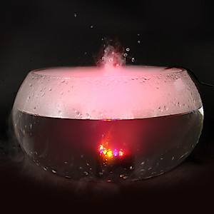 AGPTEK Mist Maker Fogger Water Fountain Pond Fog Machine Atomizer Air Humidifier with 12 LED Light Color Change for Office Home Room Car, Black