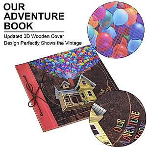 Our Adventure Book 12x12 Inch,Scrapbook Album Large Handmade Travel Scrapbook 60 Pages DIY Album for Anniversary,Wedding,Travelling,Writing,Baby,Friends,Family,Couple Gifts (Up House)