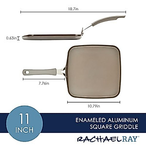 Rachael Ray Cook + Create Nonstick Stovetop Griddle/Grill Pan, Square, 11 Inch, Gray