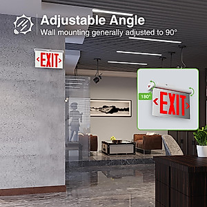 FREELICHT 2 Pack Red LED Double-Sided Exit Sign with Battery Backup，Exit Sign for Business，Easy To Install，UL Certified，AC 120/277V