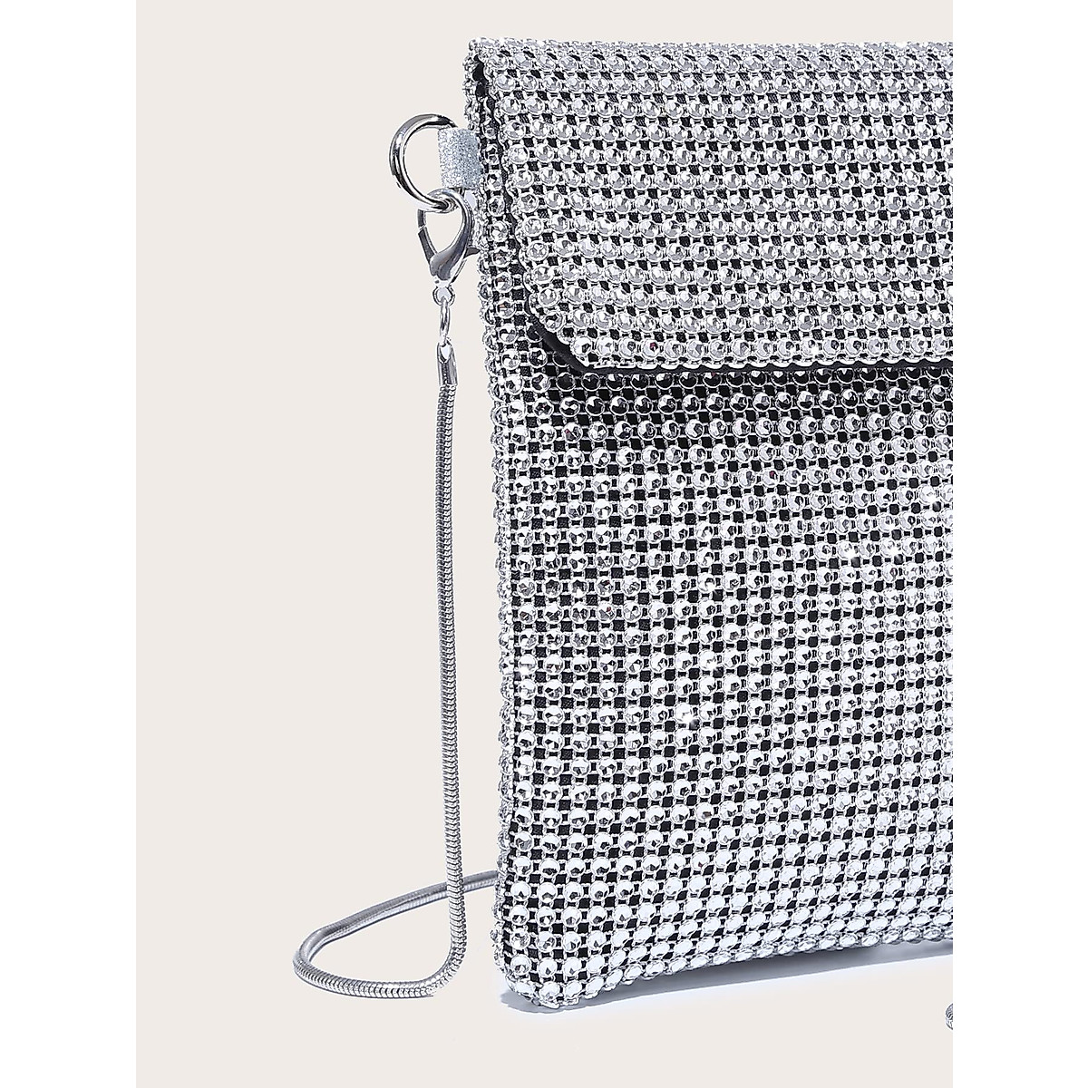 Verdusa Women's Glitter Rhinestone Crossbody Bag Evening Bag Purse Silver one-size