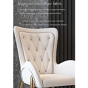 KEFFOR Dining Kitchen Room Chairs Living Room Armchair Modern Upholstered Dining Chairs with Soft Microfiber Leather Cushion Seat and Gold-Plated Feet (Color : White)