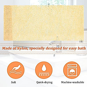 2 Pieces African Net Sponge Exfoliating Net African Body Scrubber Bath Rag Washcloth Towel Shower Body Back Scrubber Skin Smoother for Daily Use or Stocking Stuffer (Peach Pink, Creamy)