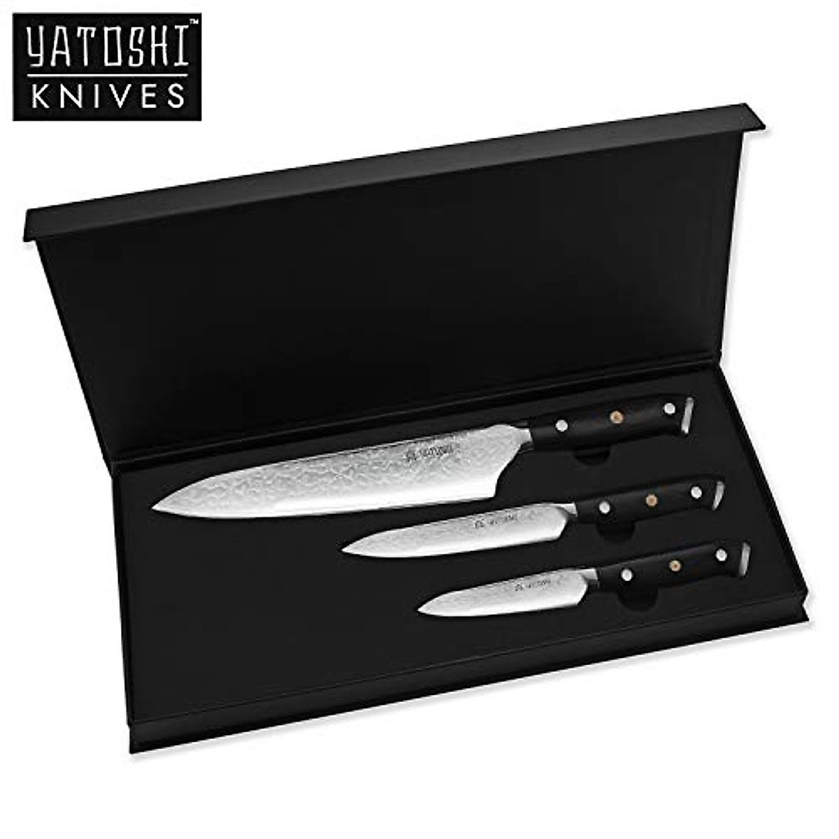 Yatoshi Damascus Pro Kitchen Knife 3 Set Ultra Sharp High Carbon VG10 Steel