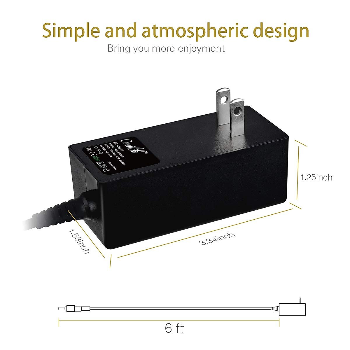 Omilik 9V AC to DC Adapter Compatible with ProForm Upright Bikes and Hybrid Trainer Elliptials NordicTrack GX 2.5 GX 2.7 GX 4.5 GX 4.7 E 5.9 Power Supply Cord- (Note: 9V NOT 6V)-6 Feet Long