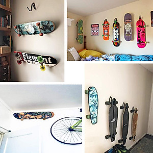 Pmsanzay Universal Design Wall-Mounted Rack - Adjustable Wall and Door Rack, Organizer, Hanger, Holder, Free Standing Rack Stand, Storage Clip for All Skateboard and Longboard - Metal Flexible Rack