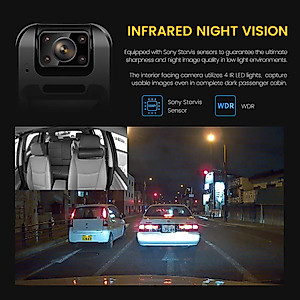 3 Channel Dash Cam, Zenfox 2K 1440P Front+1080P Interior+1080P Rear Triple Dash Camera, Dual-Band WiFi, IR Night Vision, Built-in GPS, Parking Mode, Motion Detection, G-Sensor, Support 256GB Card