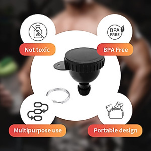 Protein Powder Container to Go Funnel 2 Pack Keychain for Shaker Cup Water Bottle Funnel for Gym Powders. (Funnel with keyring)