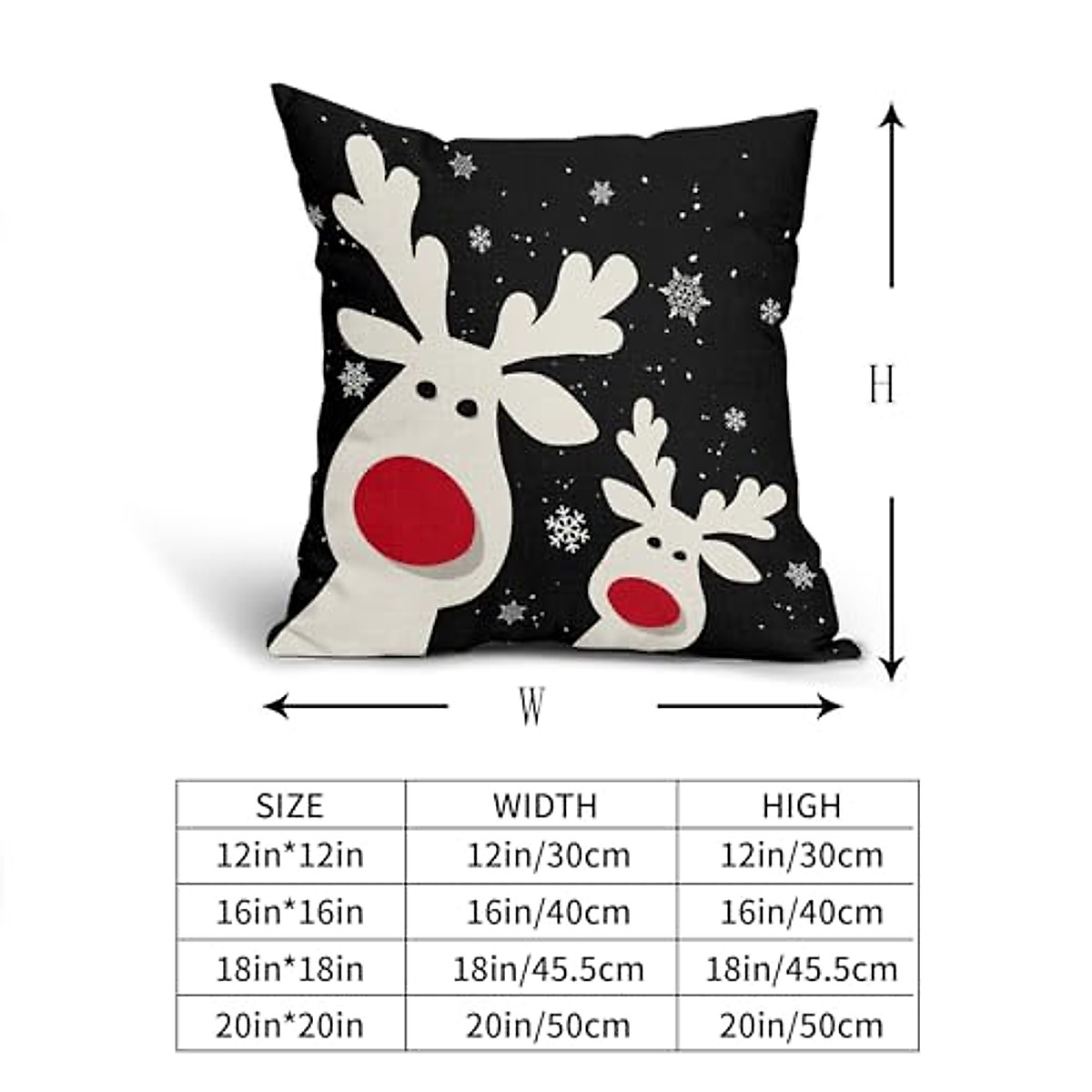 aportt Deer Christmas Pillow Covers 20X20 Inch Winter Black Snowflake Reindeer Decorative Pillow Cases Merry Christmas Holiday Square Throw Pillows Set of 2 Home Decor for Sofa Couch Bedroom Outdoor