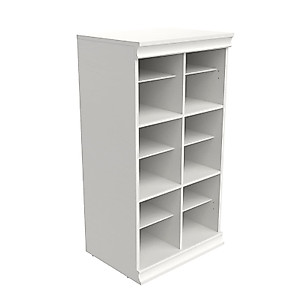 ClosetMaid Modular Storage Shelf Unit with 12 Shelves, Wood Closet Organizer Adjustable, Dividers, Stacking, Full Backer, Decorative Trim, White