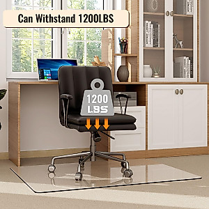 Easly 36" x 46" Chair Mat for Carpet - Office Chair Mat - Tempered Glass Floor Mat for Home/Office/Carpet Clear Computer Floor Mat - with 4 Anti-Slip Pads