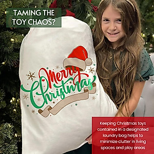 Laundry Bags |Christmas DIY| Canvas Cotton Long Strap & Drawstring Closure| Travel Laundry Bag for Dirty Clothes |Hamper Liner Bag| Washable Home Storage College Dorm& Back-to-School| 28"x36"-1 Pack