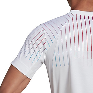 adidas Men's Tennis Melbourne Freelift Printed Tee, White/Legacy Burgundy/Vivid Red, Small
