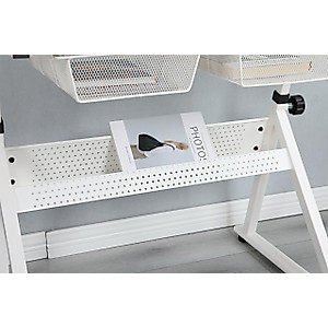 Tzou Drafting Printing Table with Chair 0-75° 31.5"-49.5" Adjustable Height Tempered Glass Drawing Table for Office School Artists Architects White