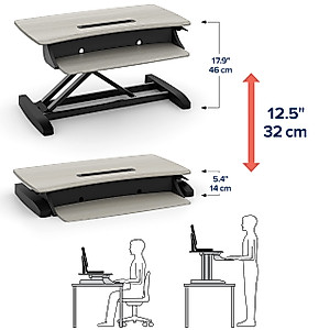 Ergotron – WorkFit-Z Mini Small Standing Desk Converter, Laptop Sit Stand Desk Riser for Tabletops and Home Office – 31 Inch Width, Grey Woodgrain