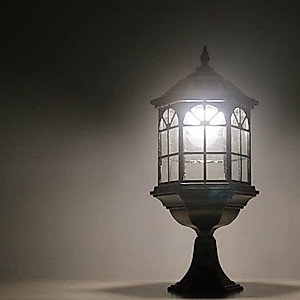 XMFXIAO Classic European Household Metal Pillar Lamp Simple Villa Wall Decoration Wall Headlight IP65 Level Garden Lighting Lawn Lamp Solar and City Electricity Dual-Purpose Lighting Equipment