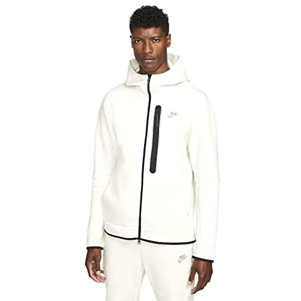 Nike Men's White/Heather Tech Fleece Full Zip Hoodie - XL