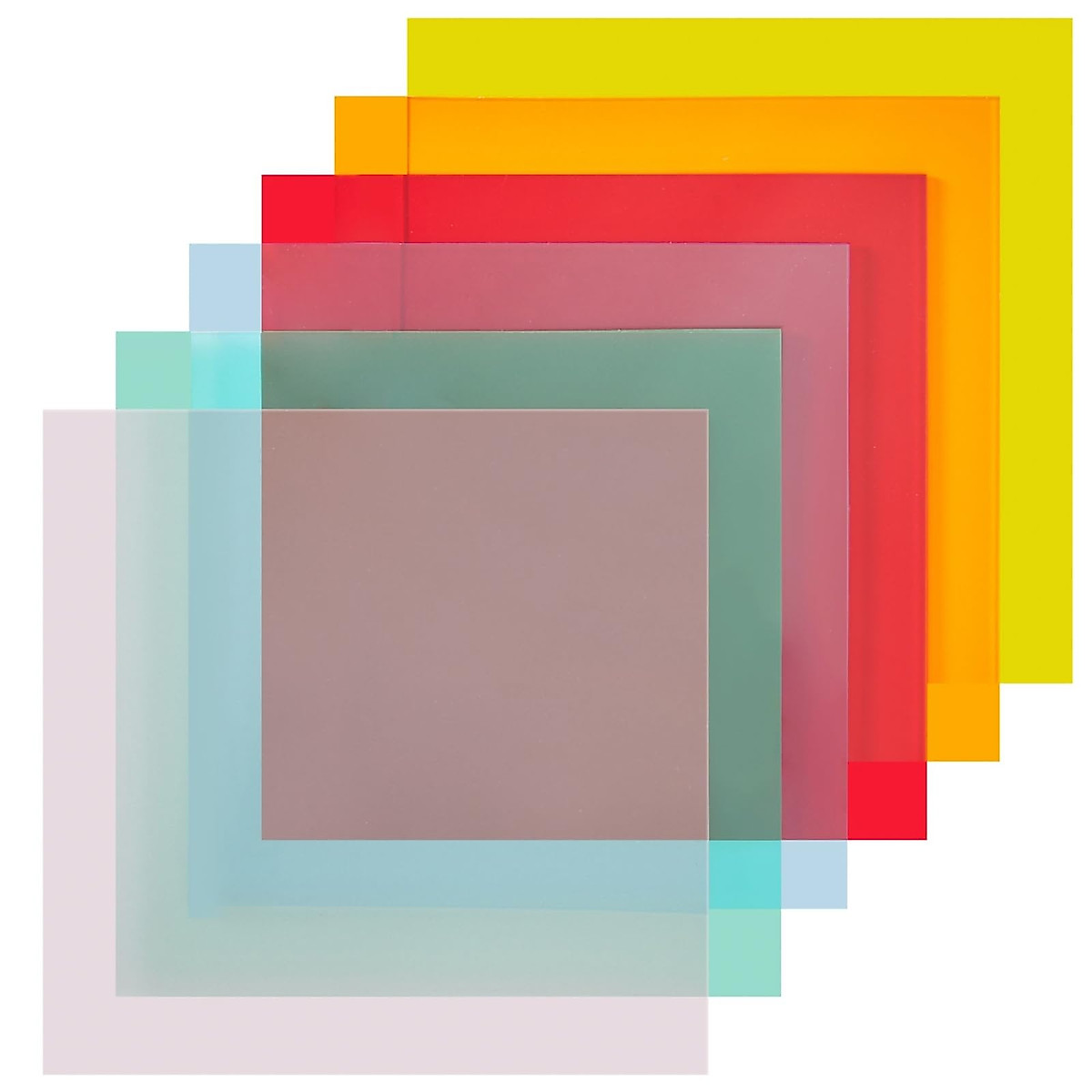 Okuna Outpost 6 Pack Colored Acrylic Sheets 1/8 Thick, Translucent Plastic Plexiglass for Laser Cutting (12x12 in, 6 Colors)