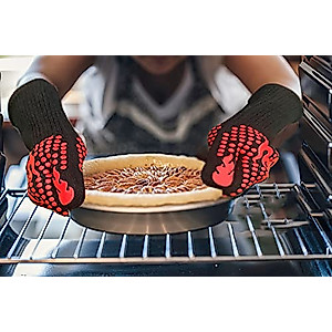 Grill and Bake Gloves,1472 Degree F Heat Resistant Grill Gloves,Non-Slip Oven Gloves Long Kitchen Gloves,arm Protection for,Grill,Cooking,Baking,Cutting,air Fryer