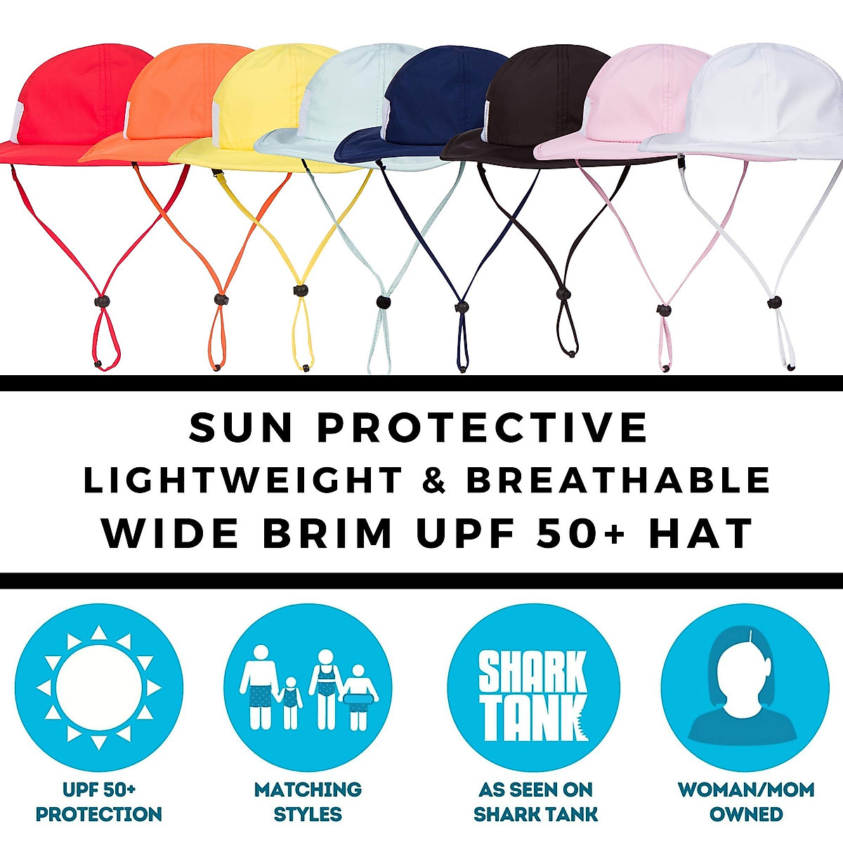 SwimZip Wide Brim Sun Hat | UPF 50+ Protection for Baby, Toddler, and Kids White