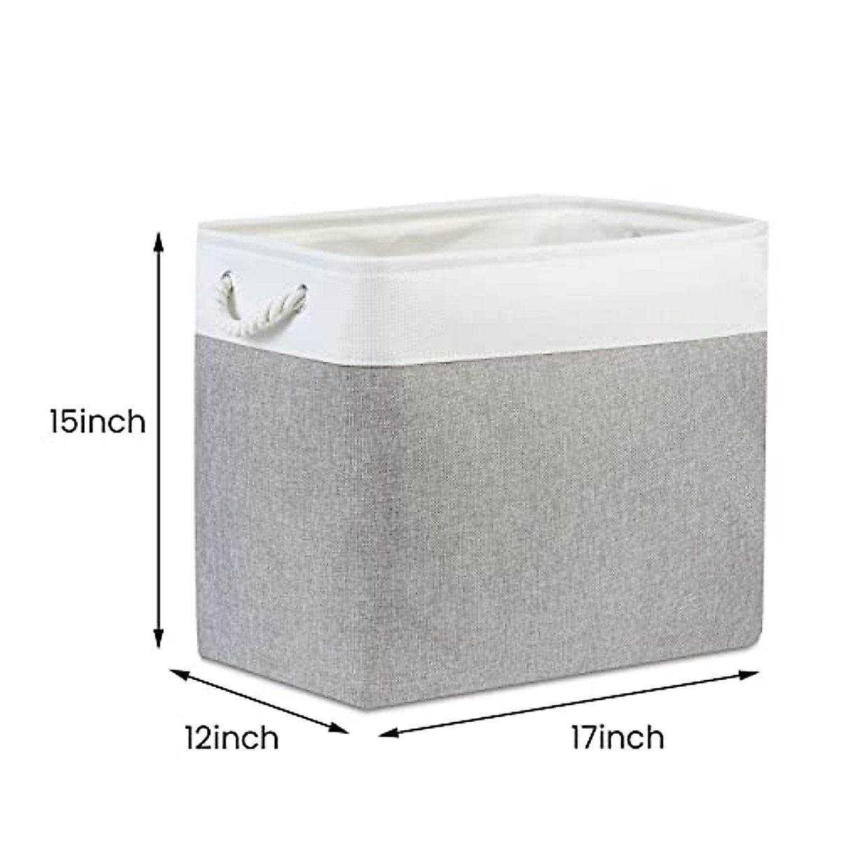 Bidtakay Large Storage Bins for Clothes Fabric Deep Baskets for Organizing Set of 2 Grey Fabric Pantry Storage Bins for Hallway Living Room Blankets 17x12x15 in Extra Large Shelf Tote Baskets