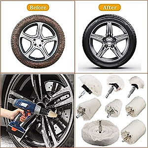 ANAHAF Buffing Wheel for Drill - 8 Pcs Polishing Wheel Cone/Column/Mushroom/T-Shaped Wheel Polishing Kit with 1/4 Handle