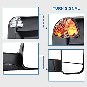 ECCPP Tow Mirrors Replacement fit for 2002-2008 for Dodge for Ram 1500 2500 3500 Tow Mirrors Power Heated Turn Signal Lights Pair Mirrors Driver Side and Passenger Side Manual Flip up