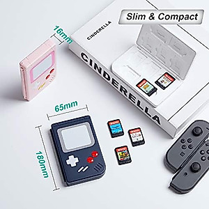Game Card Case for Nintendo Switch (2019 & 2021 OLED),Nintendo Switch Lite,10 Game Cards & 10 Memory SD Cards Strorage Holder, Gameboy Portable Slim/Small Size Case White
