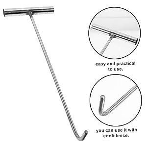 Hohopeti Stainless Steel Manhole Lifter Tool Heavy Duty Hook for Lifting and Moving Manhole Covers Storm Drains and Sewer Lids Portable and Household Door Lifter
