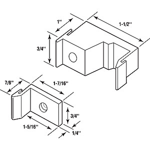Prime-Line M 6218 Sliding Shower Door Bumper and Jamb Guide, 1-1/2 In. Width, Plastic (2 Sets), White