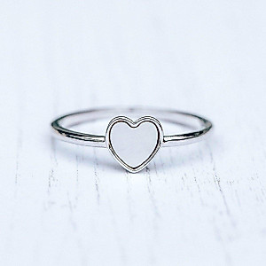 Pura Vida Silver Heart of Pearl Ring - Mother of Pearl, Brass Base Band - Size 7