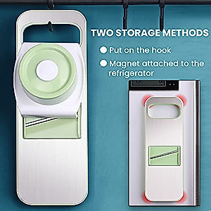 Bugucat Vegetable Chopper, Vegetable Cutter Food Slicer Dicer, 6 Interchangeable Blades Set Veggie Slicer Manual Slicer Kitchen for Garlic, Cabbage, Carrot, Potato, Tomato, Fruit, Salad