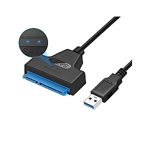 Cotchear USB 3.0 to SATA III Hard Drive Adapter Cable, 15 + 7 Pin Portable Adapter Cord 22 pin USB Cable 3.0 to SATA Adapter for 2.5 inch HDD SSD Hard Drive
