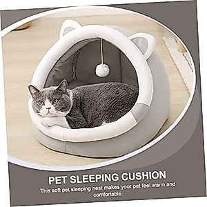 Ipetboom 1pc Cave Semi-Closed Semi Cozy and Cold Mat Toy Comfortable Warming Supplies Dogs Semi-Enclosed Nest Thickened Sleeping Winter Kitten Tent Removable House Cushion Kittens Cats Dog