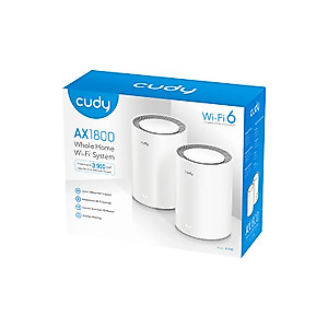 Cudy M1800 2-Pack AX1800 WiFi 6 Whole Home Mesh System Covers up to 5000 Sq. Ft., 5G Gigabit WiFi 6 VPN Router Extender, Parental Control, Open VPN