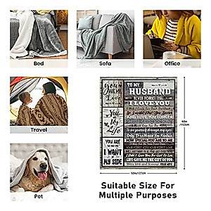 Jnufoju Husband Fathers Day Birthday Gift - Wedding Anniversary Romantic Gifts for Him - Gifts for Husband from Wife - Husband Gifts Throw Blanket 60 x 50 inch - Unique Birthday Gifts for Husband