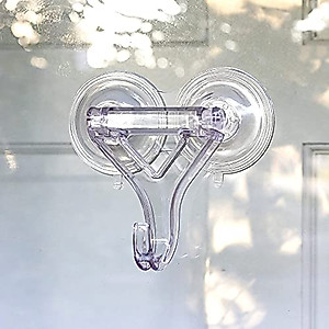 LITES-UP Heavy Duty Double Suction Cup Hook Reusable Wreath Hanger - Holds up to 25 LBs - Set of 2