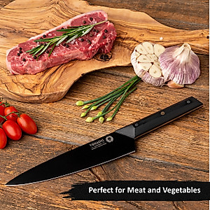 YOKASHI Japanese Knife - Titanium Knife 8 inch - High Carbon VG-10 Edge for Precise Chopping, Slicing & Dicing for Professional Chefs and Home Cooks in the Kitchen - Durable - Ergonomic Handle