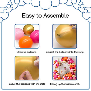 COKAOBE Pink Orange Balloon Garland Arch Kit, 124pcs Hot Pink Orange Chrome Metallic Gold Latex Balloons for Birthday Wedding Baby Shower Tropical Party Supplies Summer Party Decorations