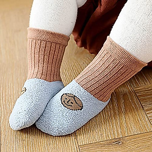 Lykmera Cute Children Toddler Shoes Autumn Winter Boys Girls Socks Shoes Floor Sports Shoes Non Slip Warm Shoes Socks (Blue, 0-6 Months)