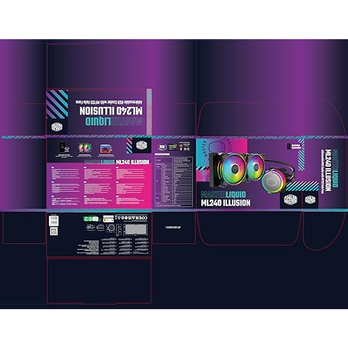 Cooler Master MasterLiquid ML240 Illusion CPU Liquid Cooler - AIO Water Cooling System, 3rd Gen Pump, 2 x 120mm ARGB Halo Fans, 240mm Radiator, ARGB Controller Included - AMD and Intel Compatible