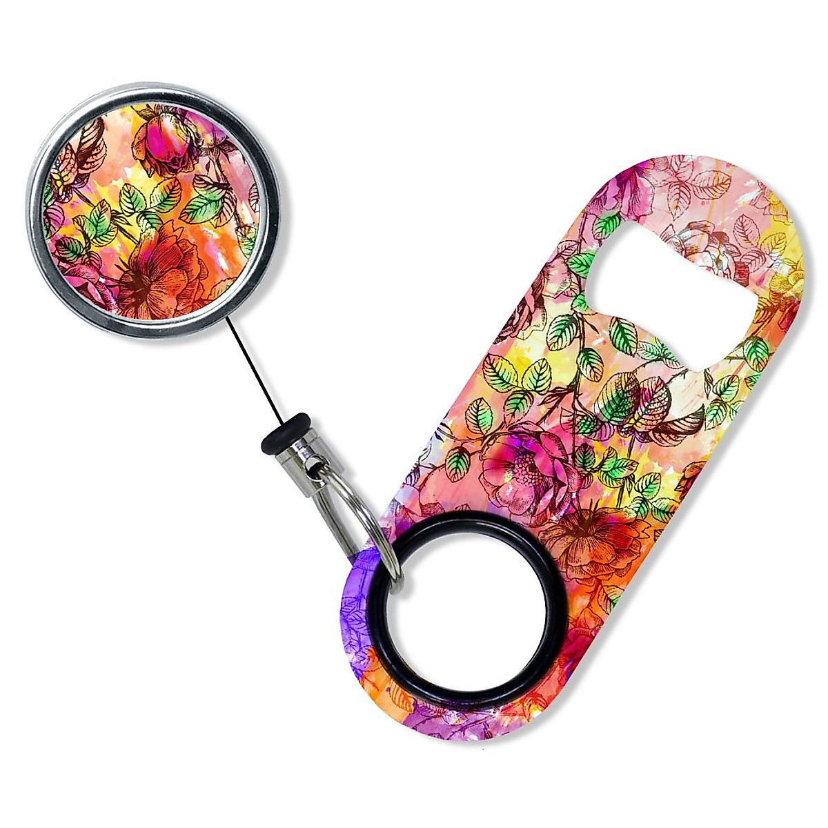BarConic Mini Opener with Retractable Reel - Painted Leaves