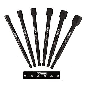 ARES 70650-6-Piece SAE Magnetic Impact Nut Driver Bit Set - Impact Grade Nut Setters with Industrial Strength Magnets