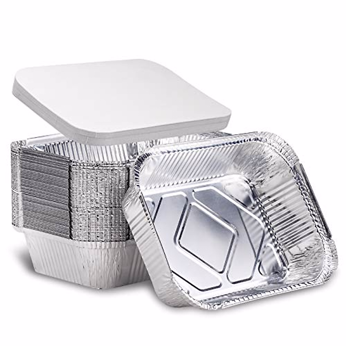 5LB Foil Pan with Lid 10.5x7.5x2.5” Large Aluminum tin Pans with Covers Disposable Food containers Great for Baking Cooking Heating Storing Prepping Food by lsshao