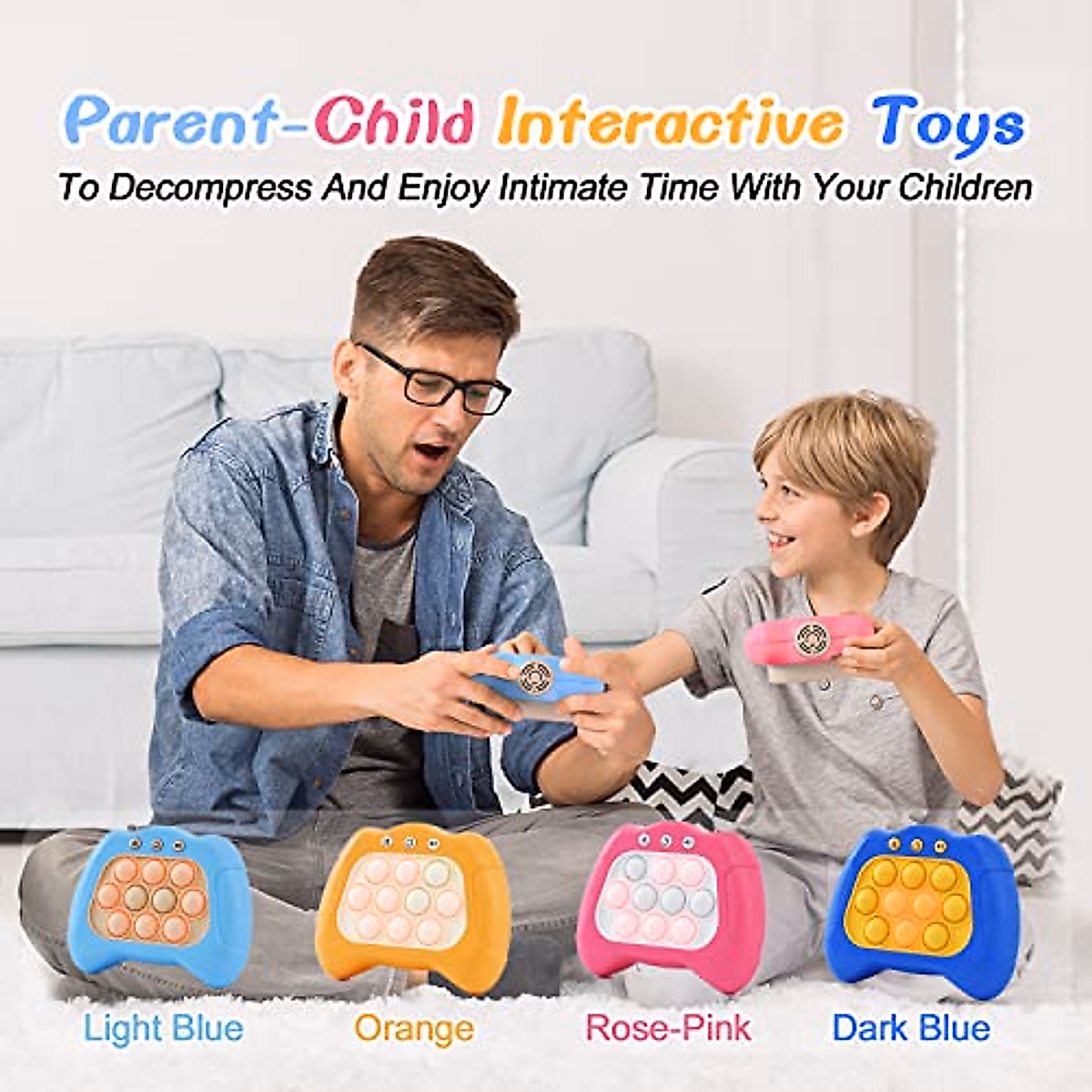 Electronic Pop Light Up Fidget Game,Handheld Pop Games,Breakthrough Educational Game Console,Sensory Toy(Light Blue)