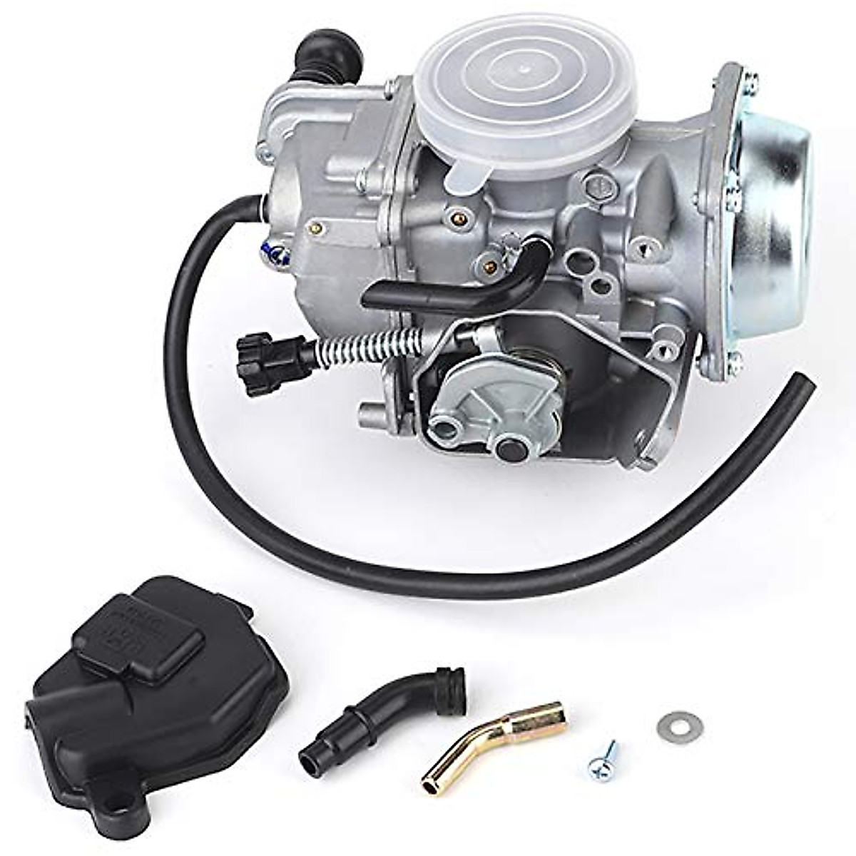 JOD TRX350 Carburetor compatible with Honda Rancher 350 TRX350 350ES 350FE 350FMTE 350TM 2000-2006 atv 4 Stroke Carburetor with Black Throttle Base Cover+Air Filter+Oil Filter+Fuel Filter