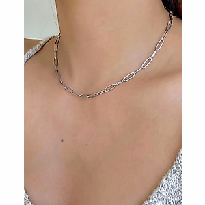 Waitsoul 925 Sterling Silver Paperclip Lobster Clasp Chain 3mm Necklace for Women Men Diamond Cut Silver Necklace Chain 16-30 Inches(18)