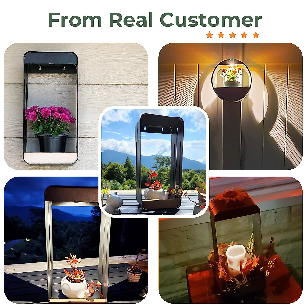 Grand patio Outdoor Leiden LED Solar Hexagon Wall Sconce Planter, with Dusk to Dawn Sensor Decor Wall Lighting for Garage Doorway Patio Yard, Cement Grey (L-Linear)